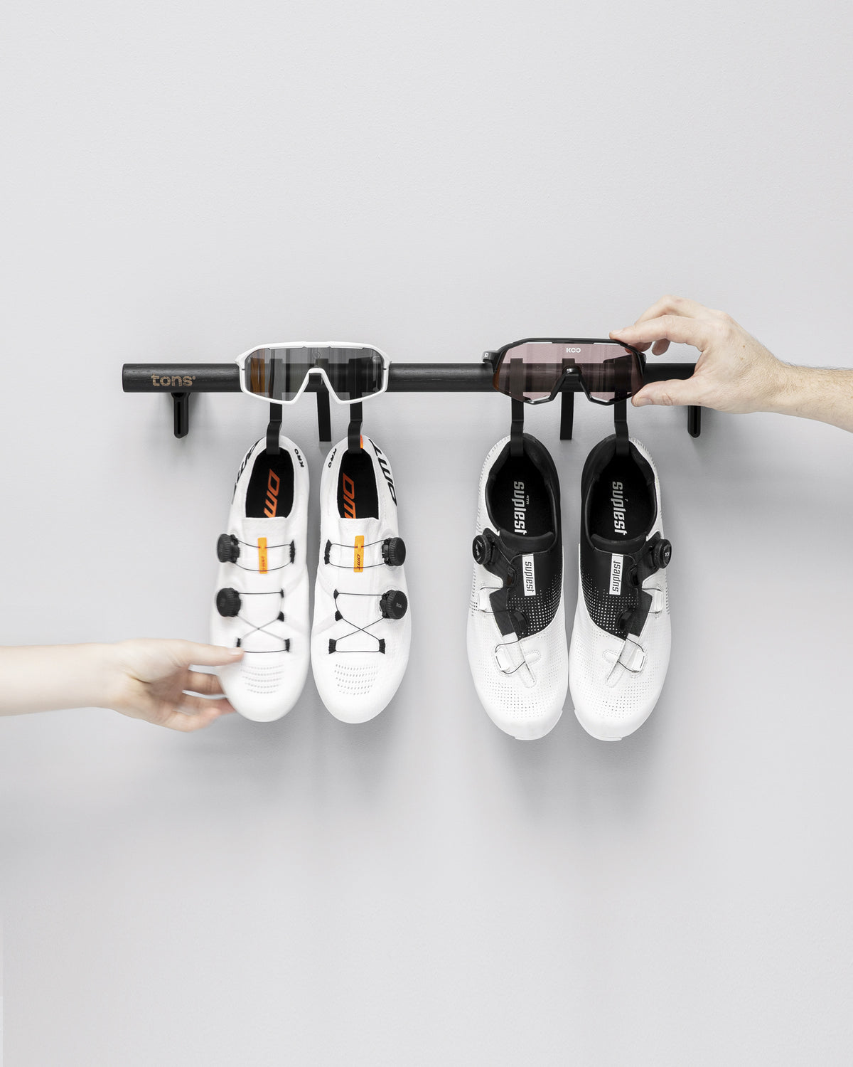 Tons Bar — storage for cycling shoes, helmets and sunglasses